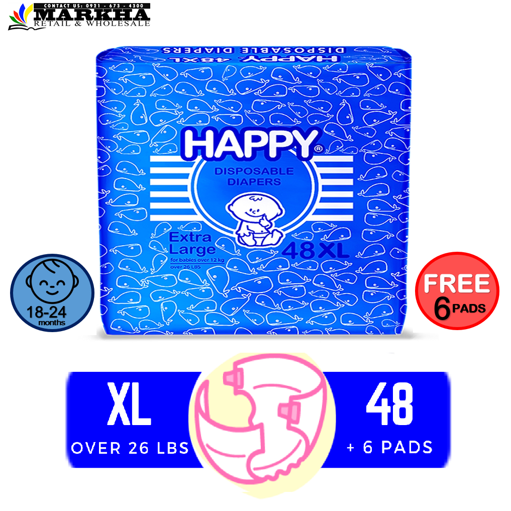 HAPPY BABY REGULAR XL DIAPER x54pcs | Shopee Philippines