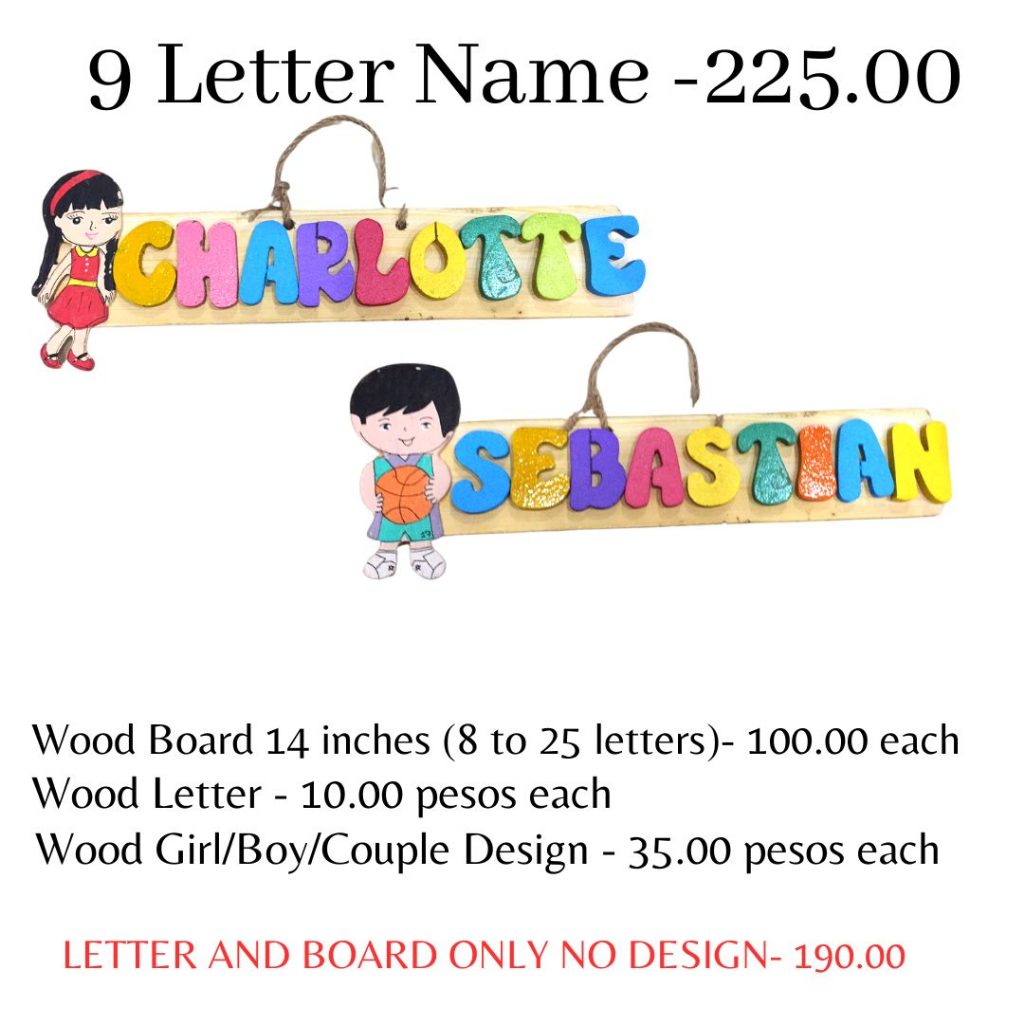 9 Letter Name- Personalized Door Sign/ Nursery Decoration / Gift Sets ...
