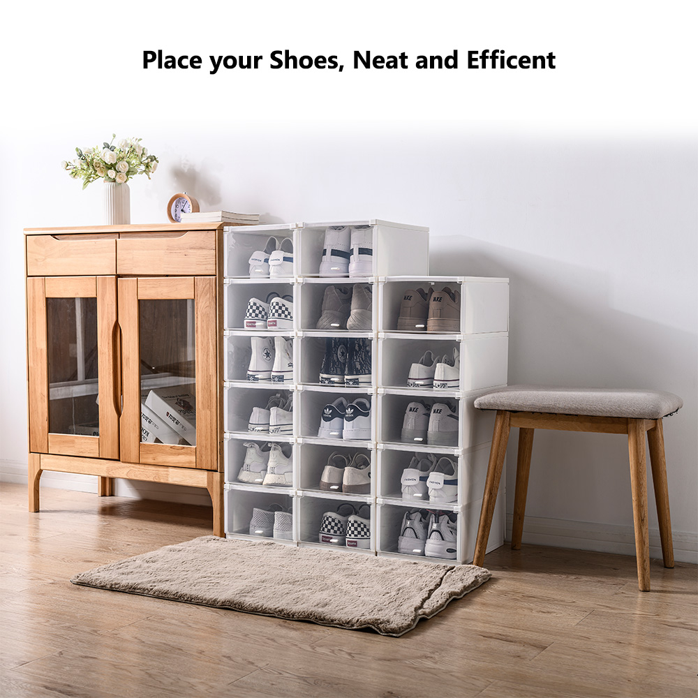 LOCAUPIN Set of 3 Shoe Box Multifunctional Cabinet Organizer Sneaker ...