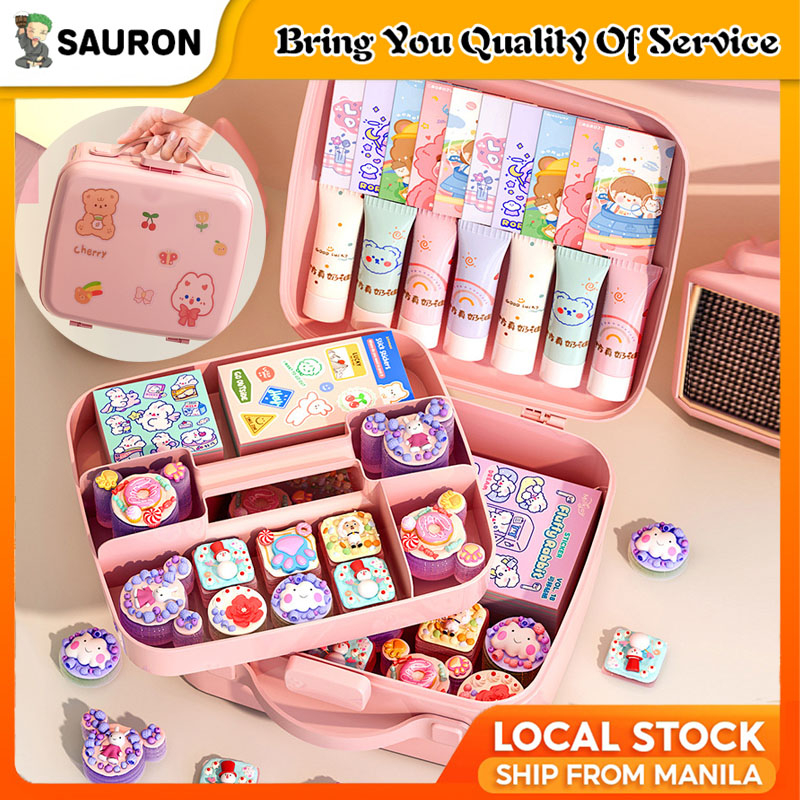 Girls' Portable storage box travel makeup bag tray set cute storage ...