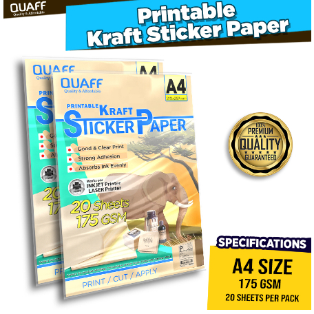 Kraft Sticker Paper 175gsm A4 Size for Label & Sticker (20sheets ...