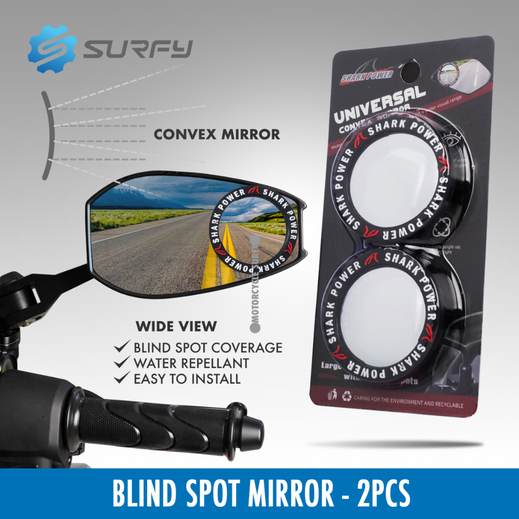 Shark Power Blind Spot Mirror Adjustable 2Pcs Round Wide View Convex ...