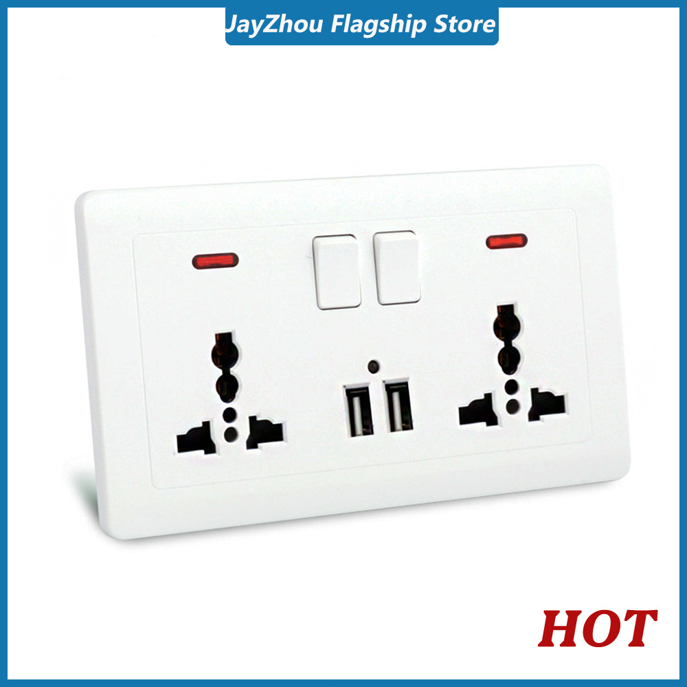Wall Power Socket Universal 2.1A Dual USB Charger Port Socket TCC ...