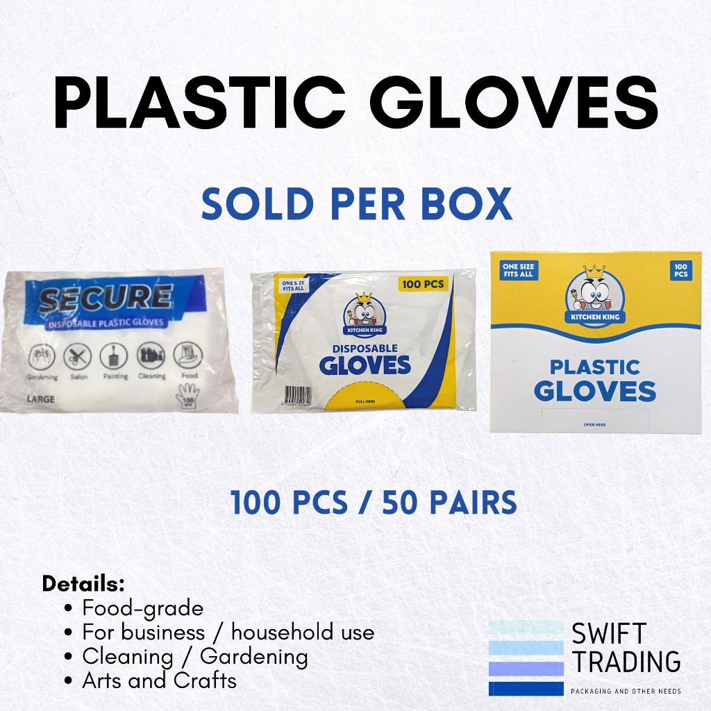 Plastic Gloves [Per Box] Disposable Gloves 100packs / Box | Shopee ...