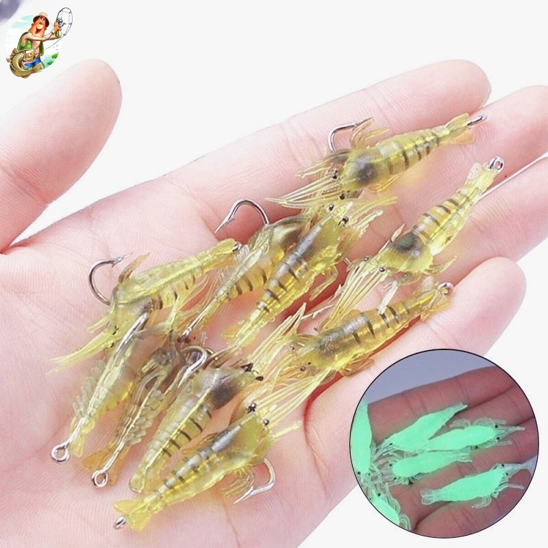 Soft Fishing Luminous Shrimp Lure Glow Fishing Bait Sea Fishing Freshwater Fake Bait Soft Bait ...