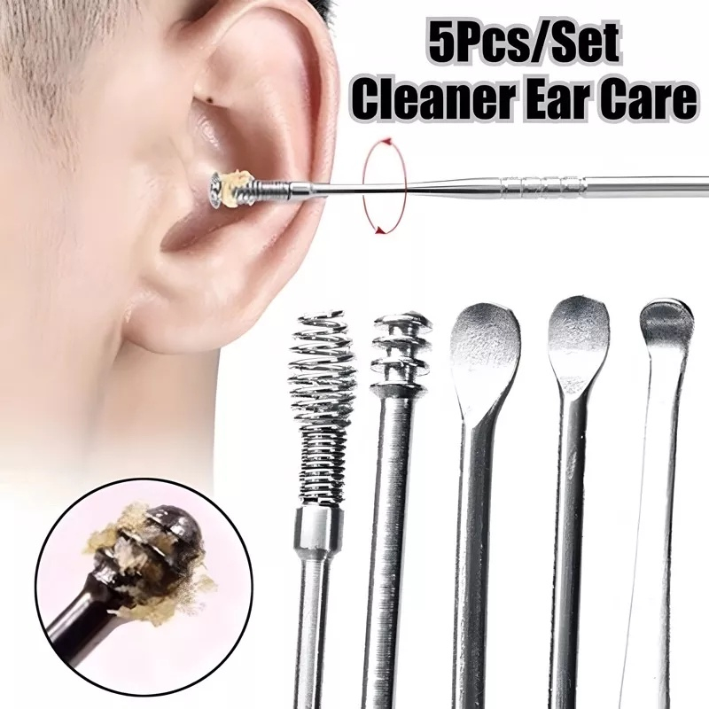 LY.5pcs/set Ear Cleaner Set Ear pick Ear Wax Remover Ear Curette Spiral ...