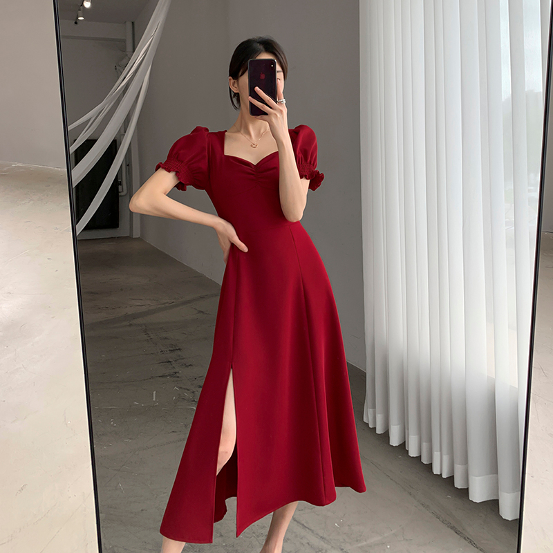 elegant red dress for christmas party cocktail dress plus size plain ...