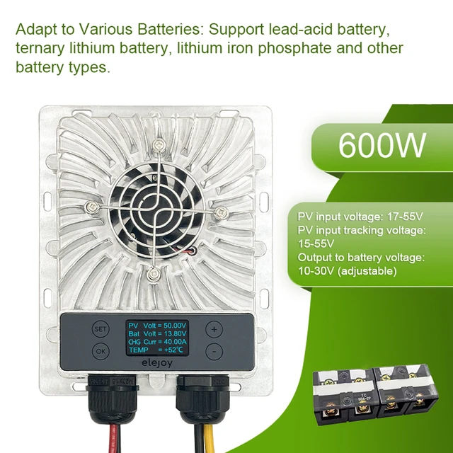 Original Elejoy 600W MPPT Solar Charge Controller 40A 10-30V Adjustable ...