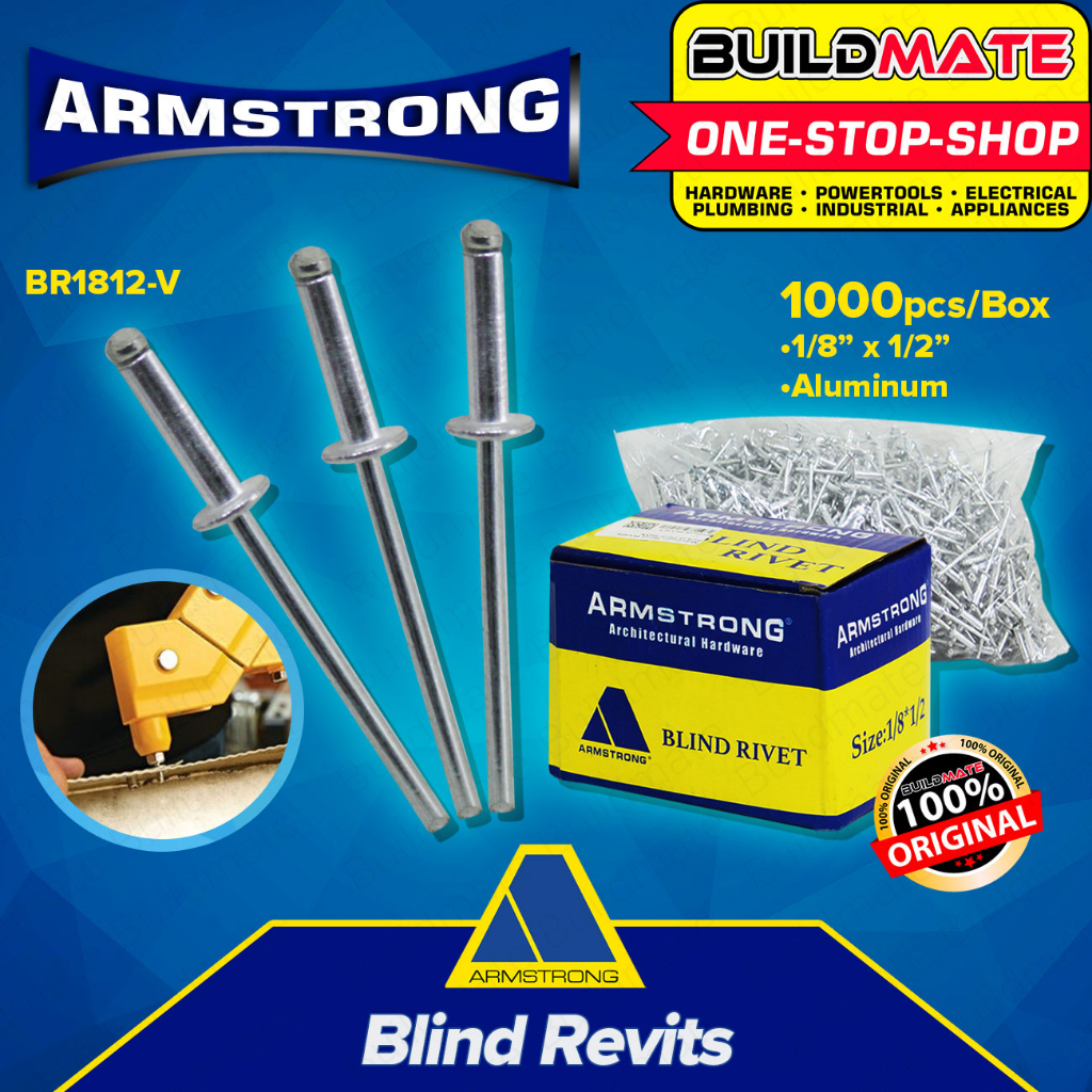 ARMSTRONG Aluminum Blind Rivets 1/8" x 1/2" 1000PCS/BOX •BUILDMATE ...