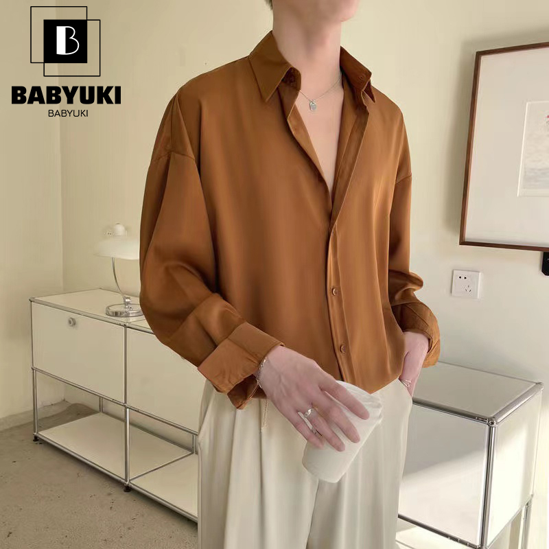 BU Korean Men's Plain Oversized Long Sleeve Polo Shirts for Men 4 ...
