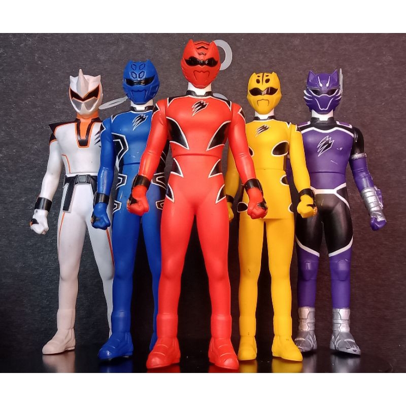power ranger jungle fury set of 5 bandai gekiranger vinyl sentai ranger ...