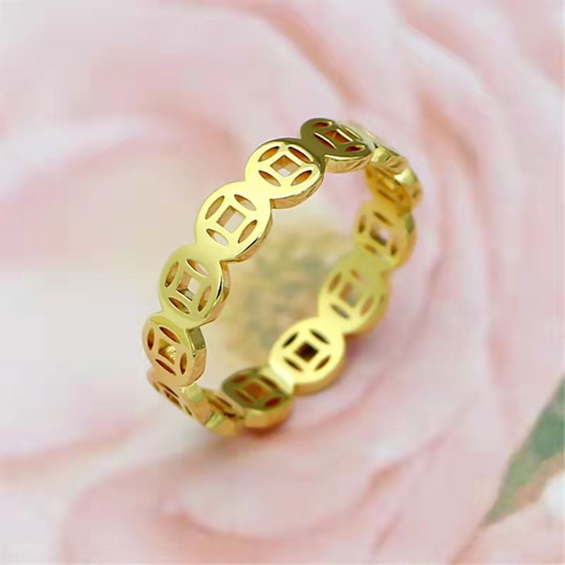 18K Gold Ring Lucky Charm Money Catcher Coin Stainless Charm Ring 1pcs ...