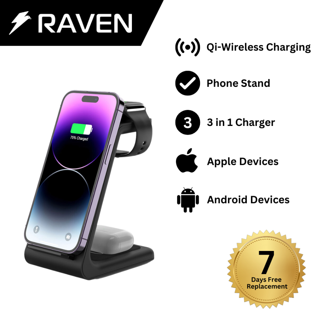 RAVEN 3 in 1 Wireless Charging Stand | Shopee Philippines