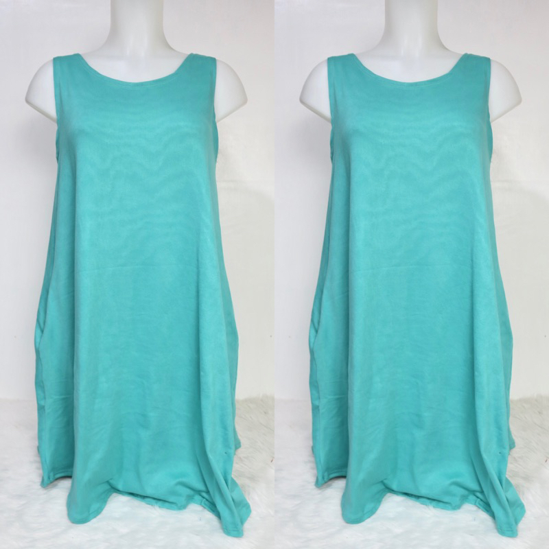 Plus Size Plain Regular Sleeveless Sando Dress With Pockets|Fits M to ...