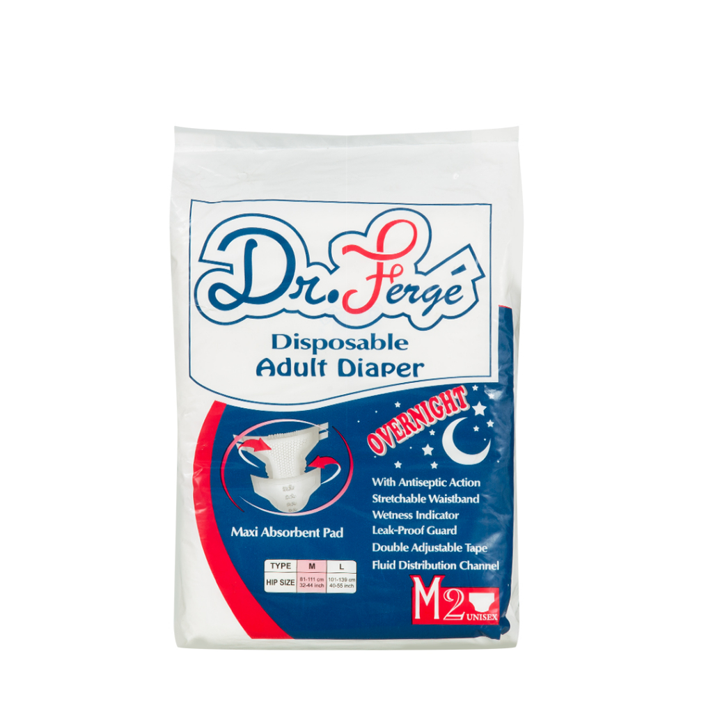Dr. Ferge Disposable Adult Diaper Overnight Medium 2's | Shopee Philippines