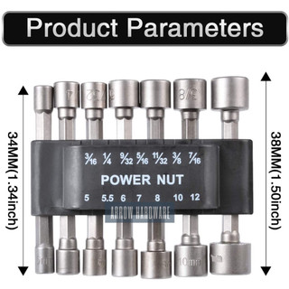 9pcs 5-13mm Steel Power Nut Driver Drill Bit Set Hex Shank Metric ...