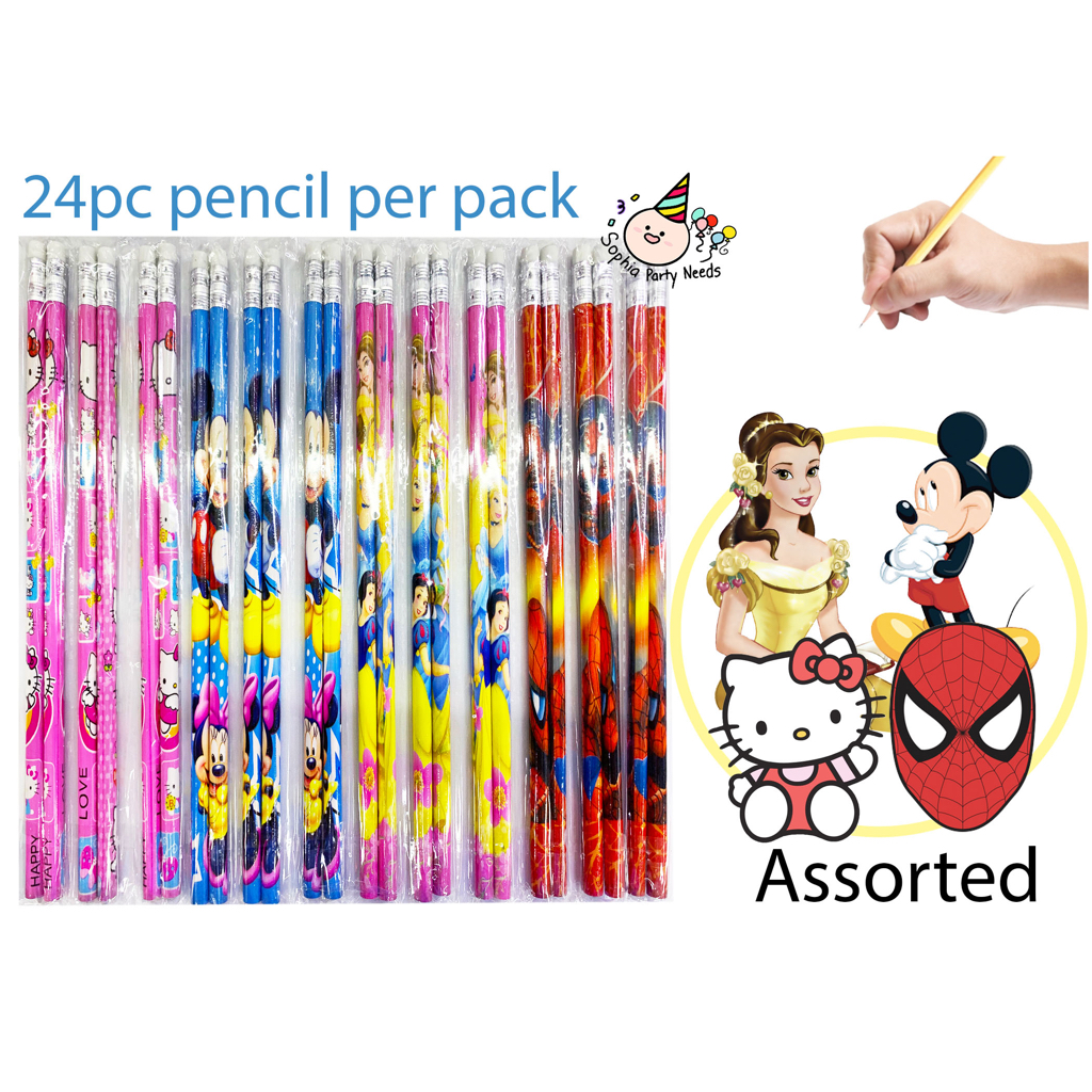24pc Mixed Boy and Girl Character Assorted Pencil Party Favor | Shopee ...