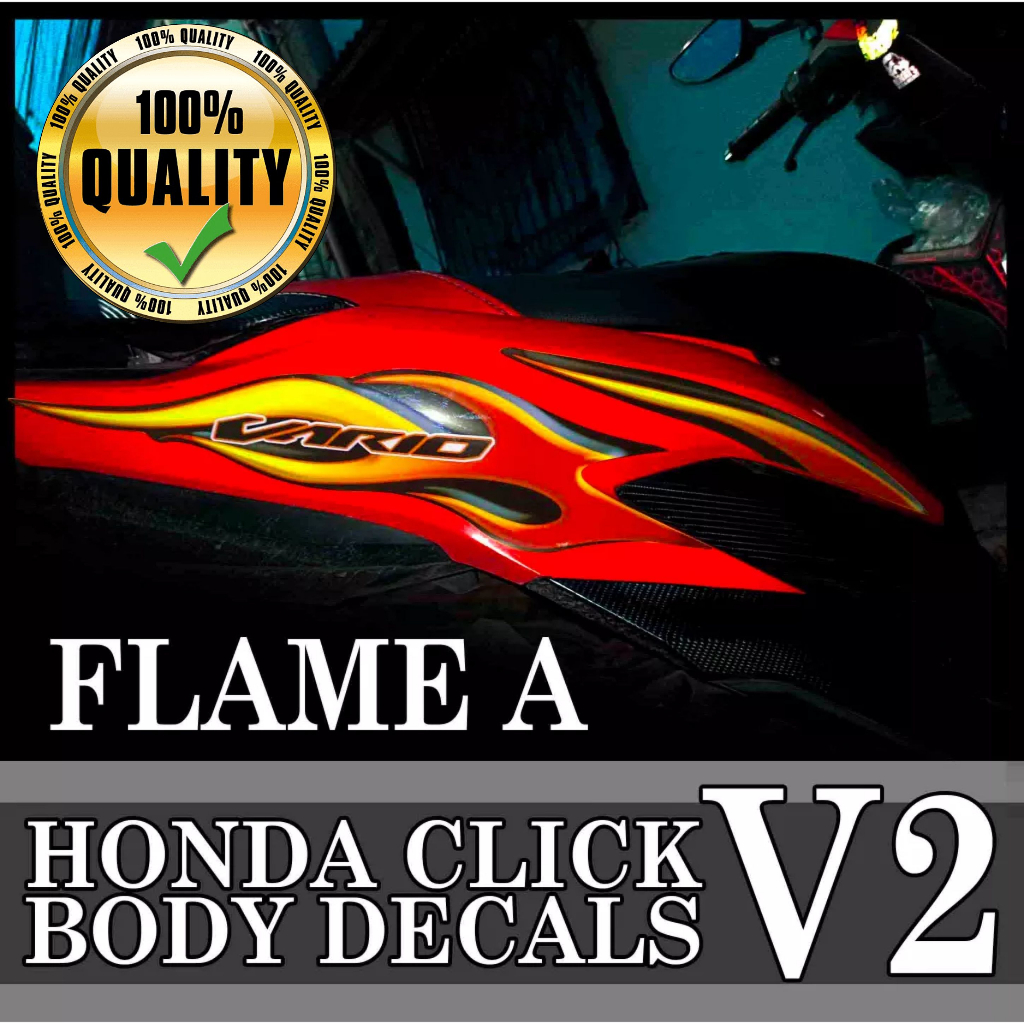 HONDA CLICK VERSION 2 BODY DECALS FLAME EDITION | Shopee Philippines