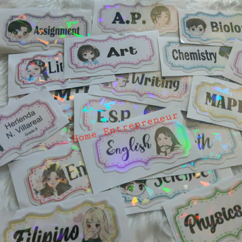Subject and Name Stickers Waterproof CHIBI Design | Shopee Philippines