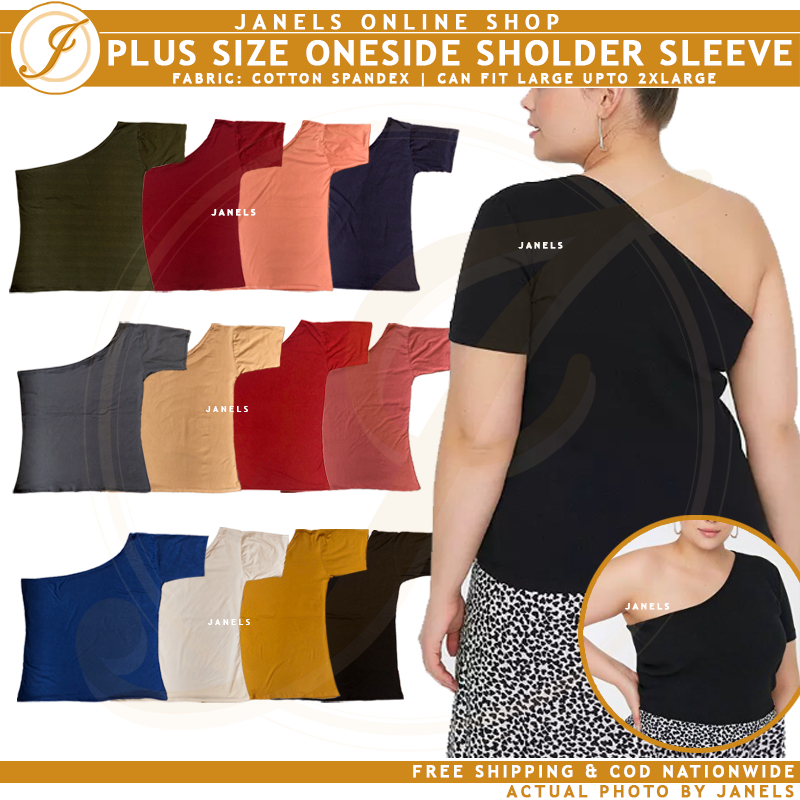 Plus Size Gwen One Side Short Sleeve Top One Shoulder Shirt Blouse ...
