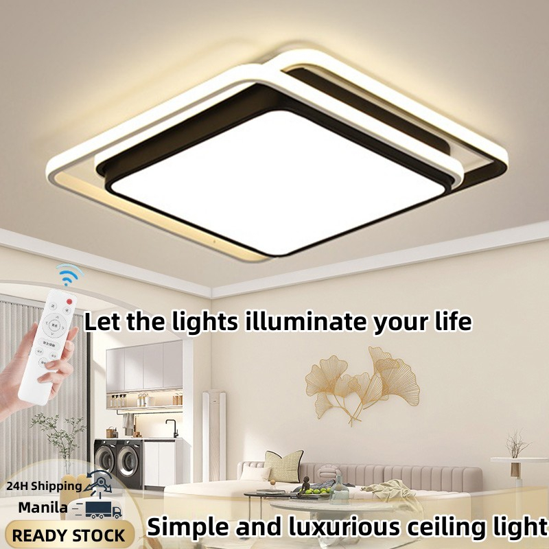 （COD）Tricolor Simple ceiling light LED bedroom light With Remoter ...