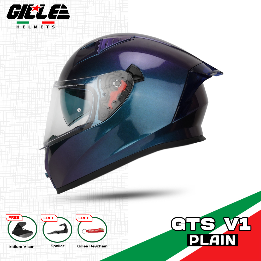 Gille Helmet 135 GTS V1 PLAIN Motorcycle Helmets Full Face Dual Visor Free Iridium Lens | Shopee ...