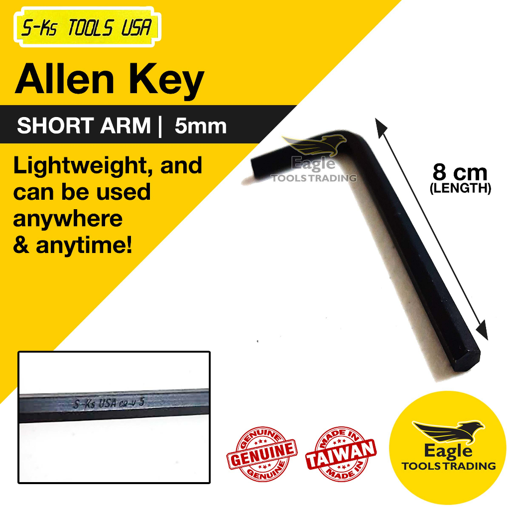 S-Ks Tools USA Allen Key Wrench 5mm 8cm length Short Arm Hex | Shopee ...