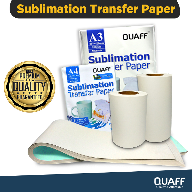 QUAFF Sublimation Transfer Paper 100GSM A4 // A3 // 8.2 // 12 inches 50-100sheets | Shopee ...
