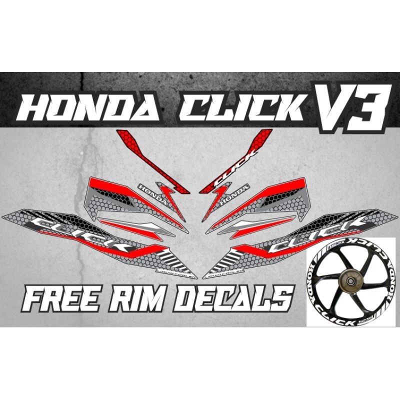 Honda Click 125i v3 stock decals 2023 (custom honeycomb design ...