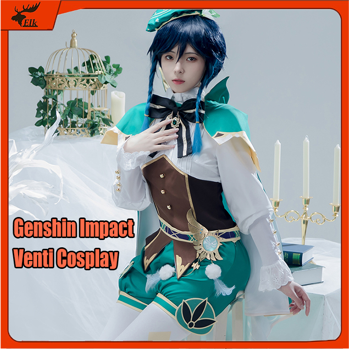 【Manila Ship】Genshin Impact Venti Cosplay Costume Uniform Wig Cosplay ...
