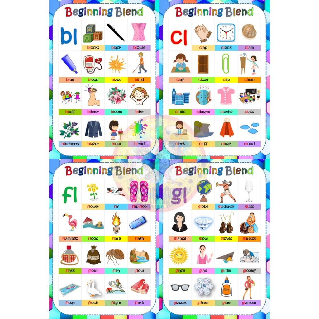 Beginning blends with pictures A4 laminated | Shopee Philippines