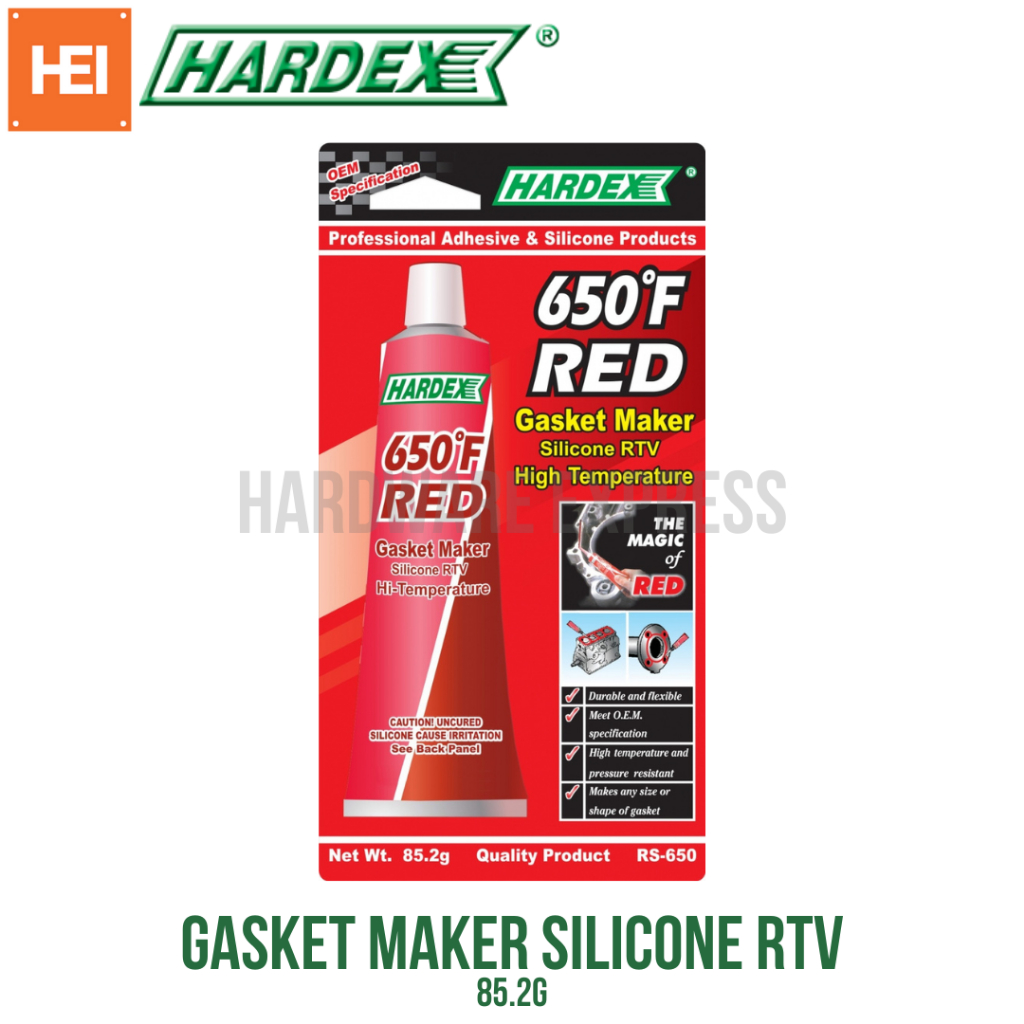 Hardex 650 °F RED High-Temperature Silicone RTV Gasket maker RS650 ...