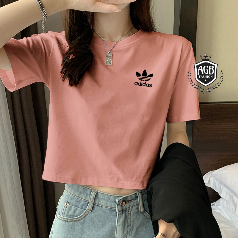 Women Fashion Tees Cropped Top Cotton Round Neck | Shopee Philippines