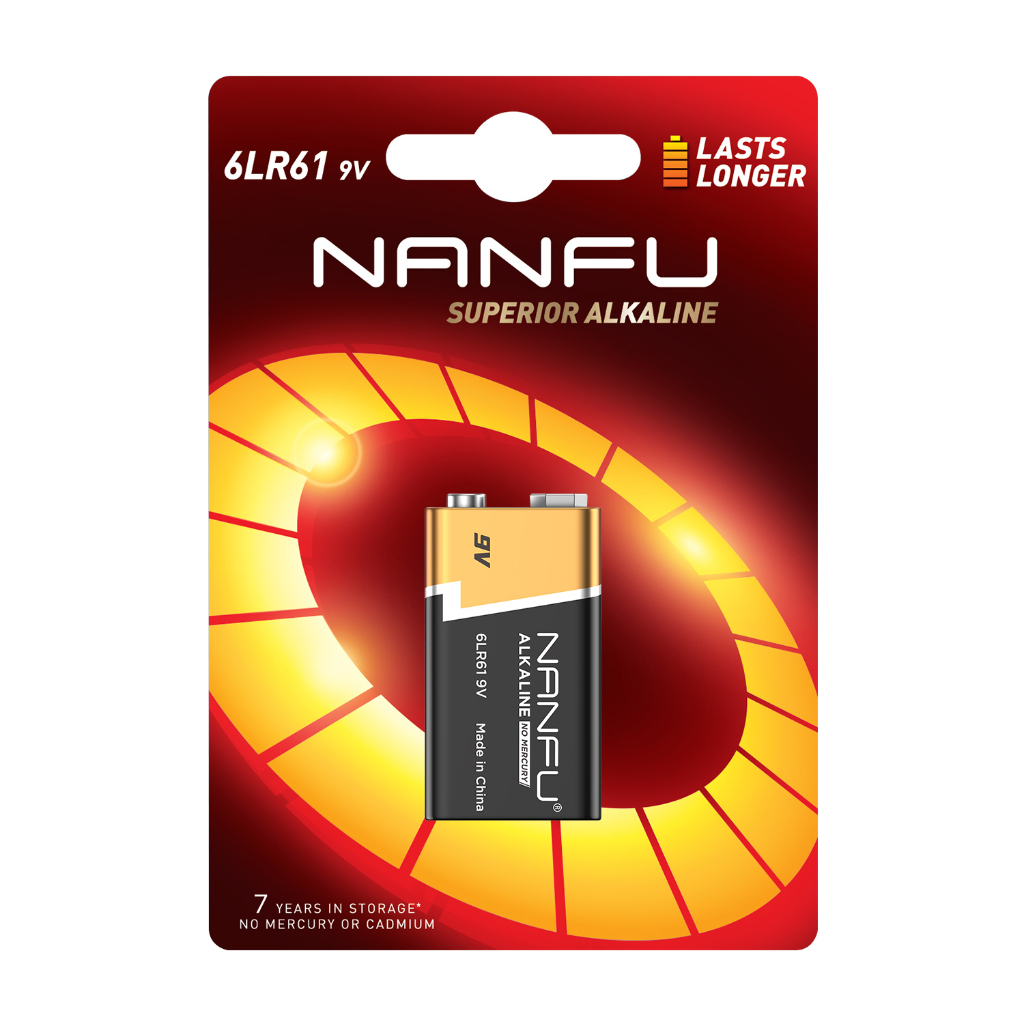 Nanfu Battery 9V Alkaline Battery Square 6LR61 Multimeter Microphone ...