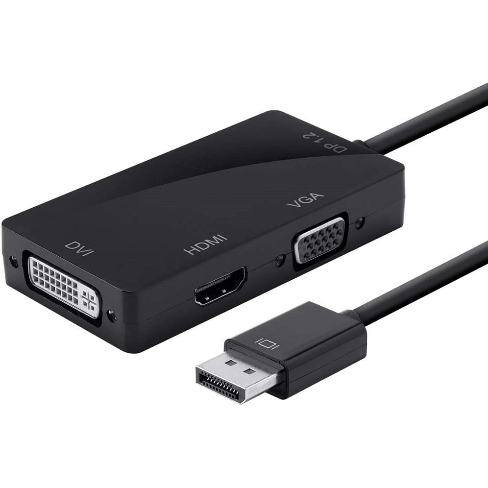 DisplayPort DP to HDMI DVI VGA Adapter - 4K 1080P 3 in 1 Plug for HDTV ...