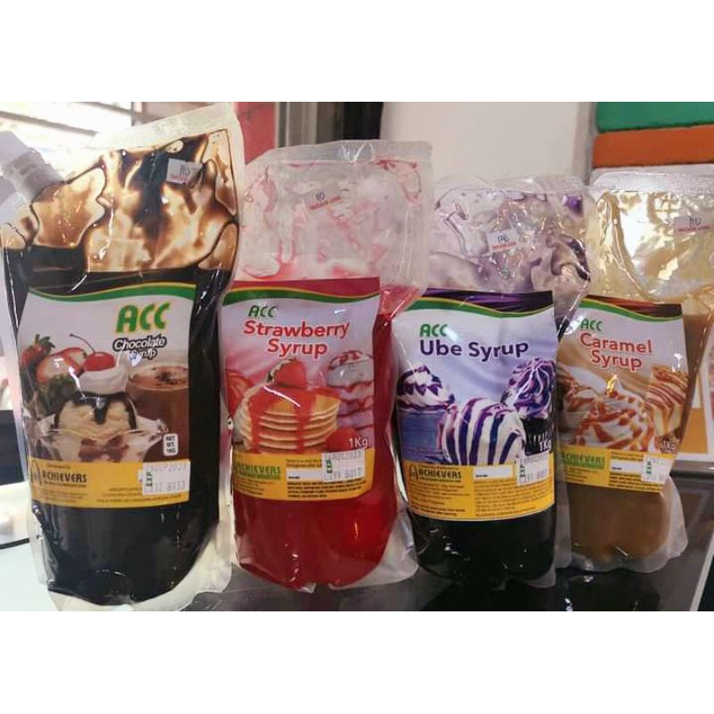 ACC Caramel|Chocolate|Strawberry|Ube Syrup 1kg. | Shopee Philippines