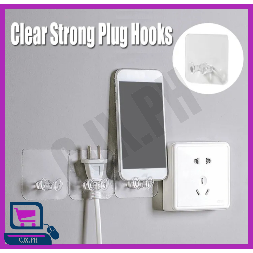 CJX.PH 1 Piece Cartoon Clear Plug Hook Self-adhesive Power Cord Storage ...