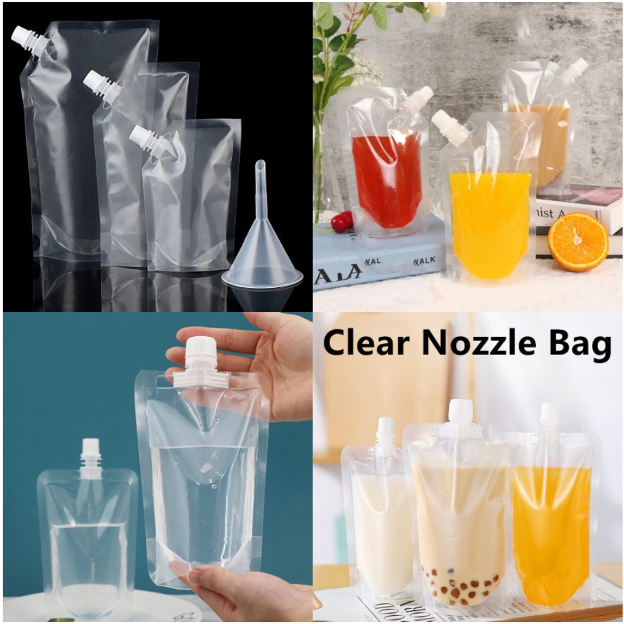 ECOPLANET COD#10pcs Full Clear Liquid Drink Juice Milk Coffee Stand Up ...