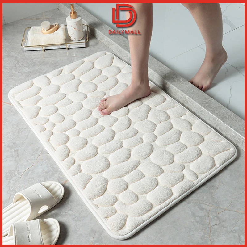 Cobblestone Embossed Bath Mat Shower Room Door mat Memory Foam Washable ...