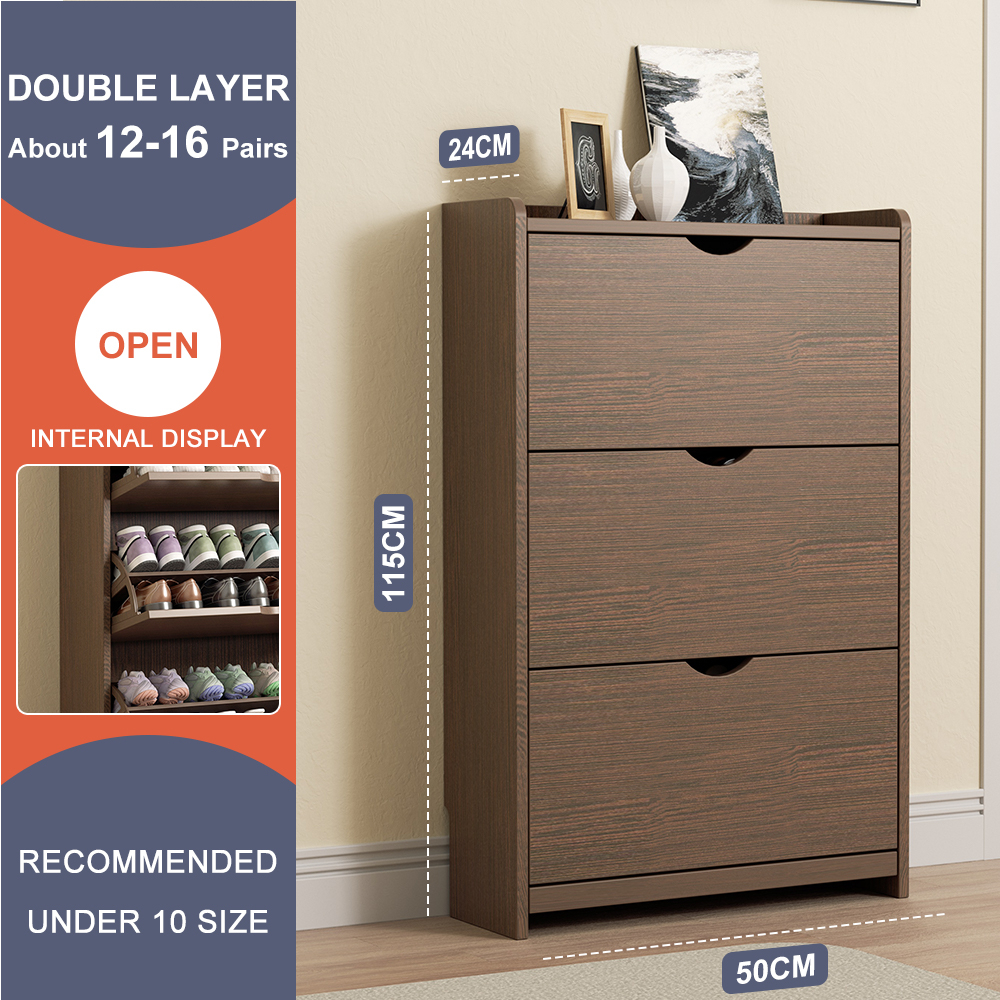 LENOBLE Flip Shoe Cabinet Wooden Shoe Cabinet Shoe Rack Organizer ...