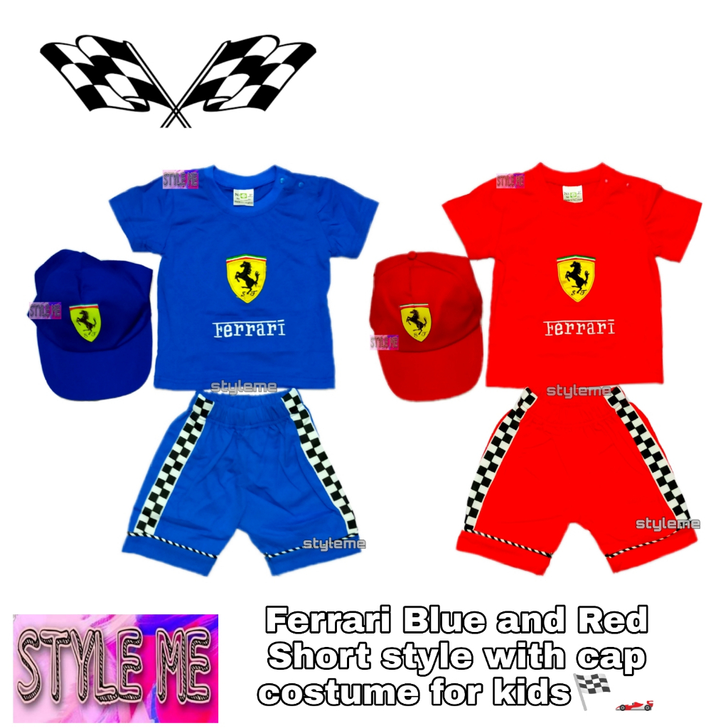 RED AND BLUE FERRARI 3 IN 1 STYLE RACING CAR COSTUME FOR KIDS | Shopee ...