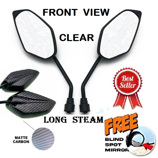 RUSI SURF 110-125 / Motorcycle Clear Side Mirror Carbon Black Long ...
