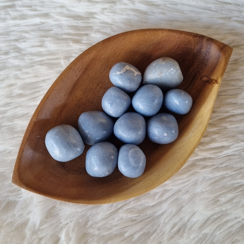 Angelite Tumbled Stone - Angelite Healing Crystal - Chakra Crystal ...