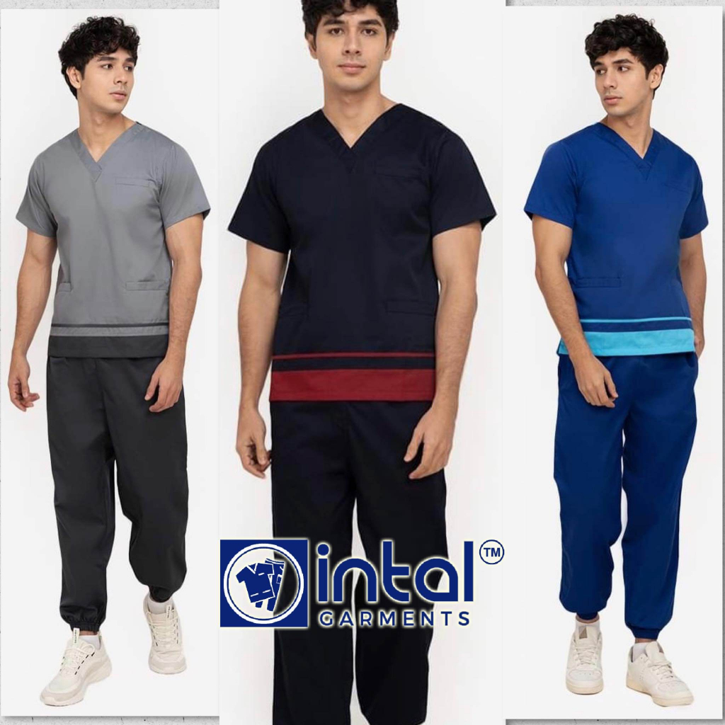 INTAL SCRUB SUIT 021 CARGO JOGGER 6-Pocket Pants Premium Quality V-Neck ...