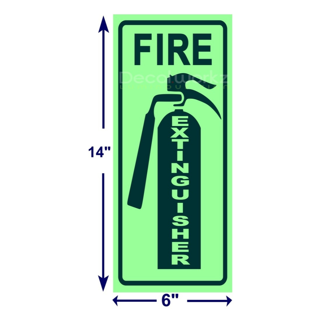 Fire Extinguisher Sign Glow in the Dark Background Cut Out Red/Green ...