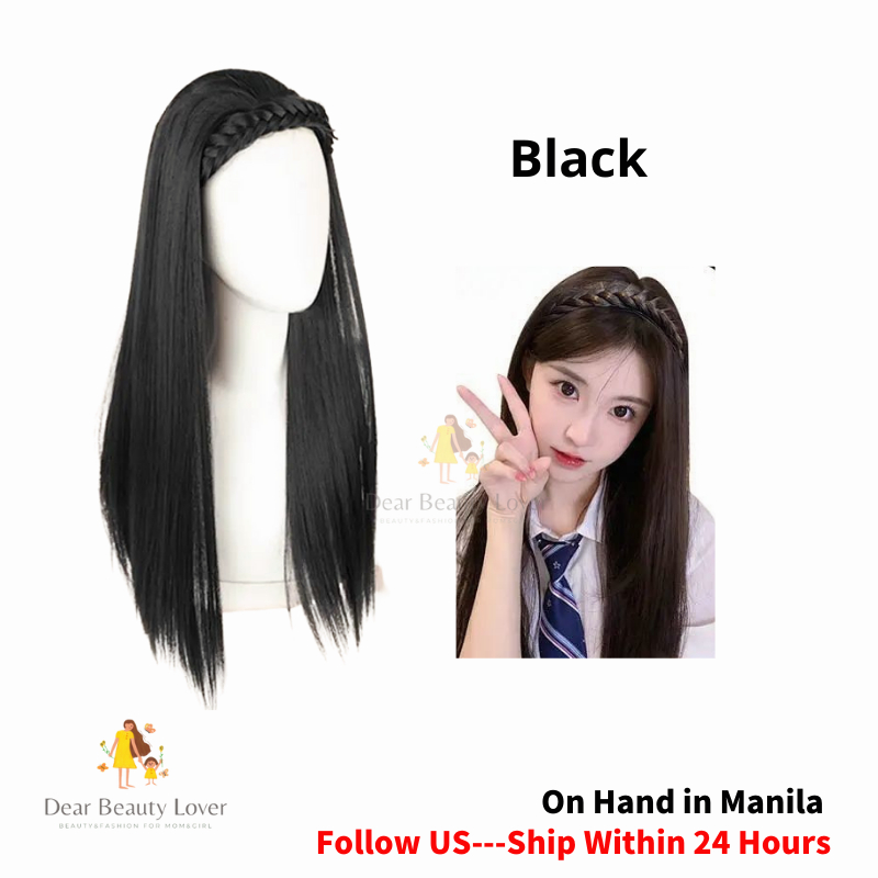 (Manila Stock)Twist Braid Headband Hair Extension Wig Long Straight ...