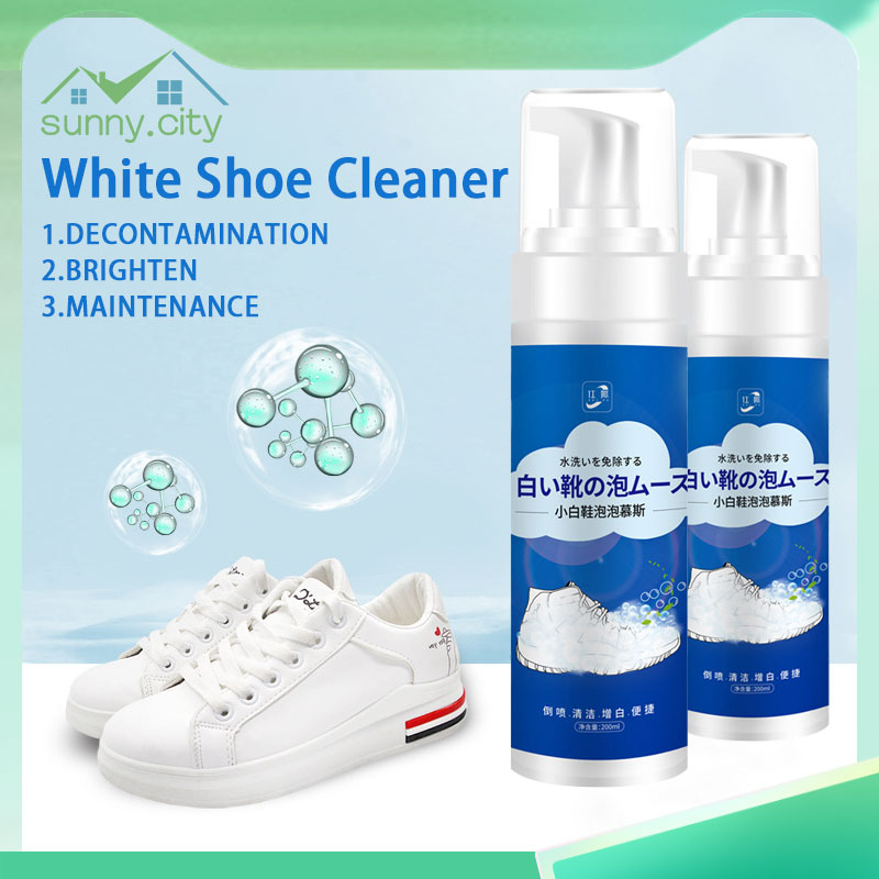 White Shoe Cleaner，Foam Cleaner Spray Decontamination Yellow Whitening ...