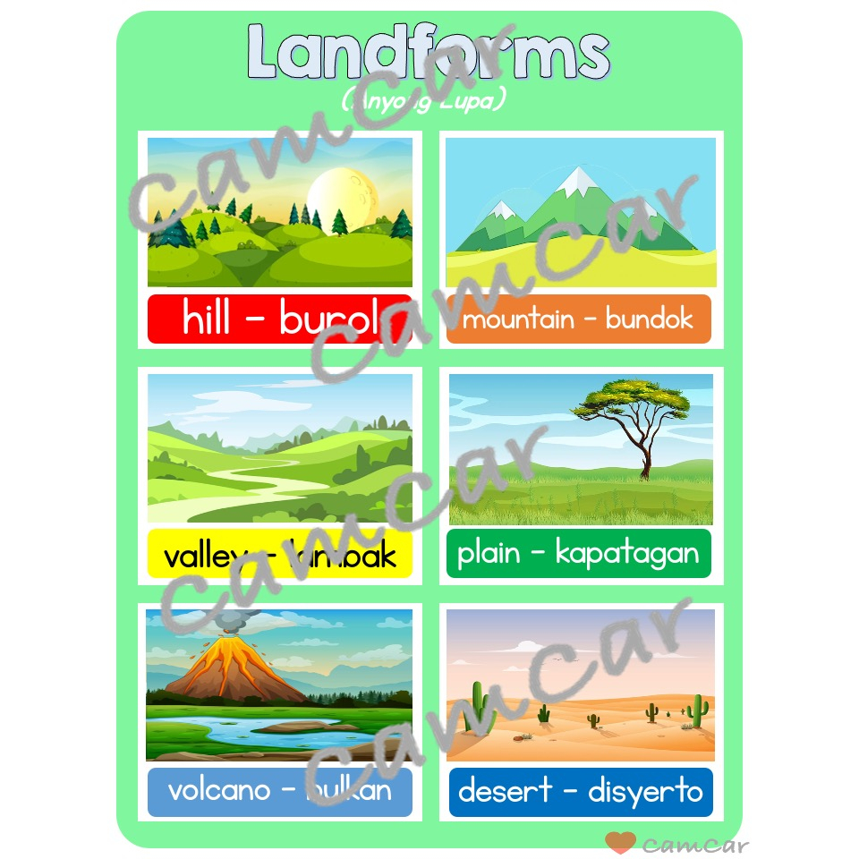 Laminated Wall Chart - English Filipino Tagalog - color, shapes, days ...