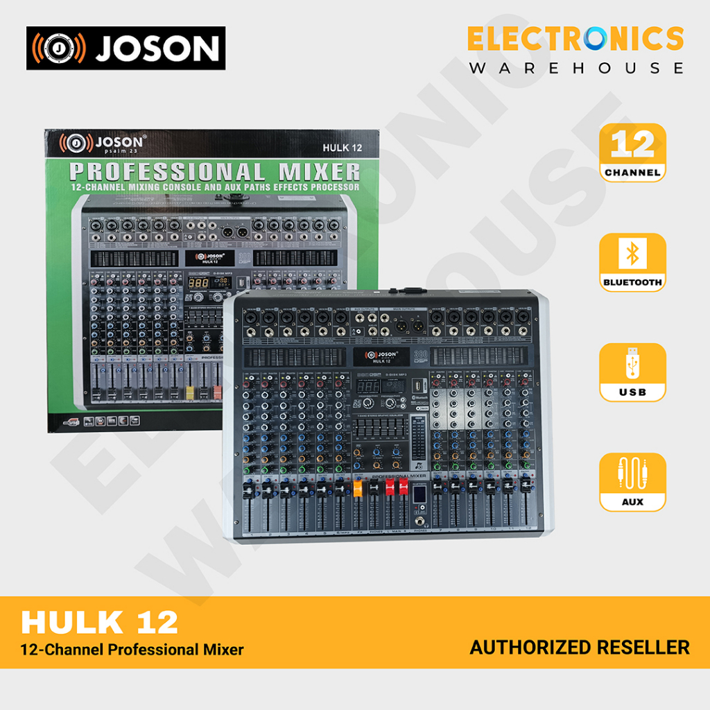 Joson HULK 12 Professional Mixer, 12-Channel Mixing Console and Aux ...