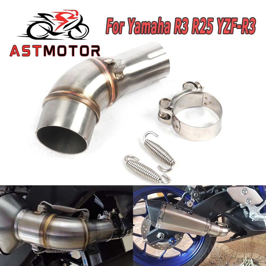Slip-on for Yamaha R3 R30 MT03 R25 Exhuast Middle Link Pipe Escape ...